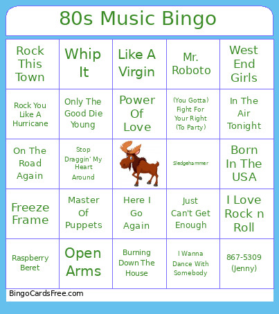 80s Music Bingo Cards - Free Unlimited #9