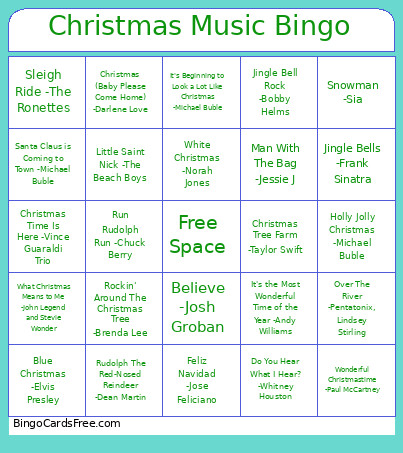 Christmas Music Bingo Cards - Free Unlimited #29