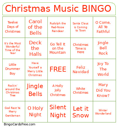 Christmas Music BINGO Cards - Free Unlimited #39
