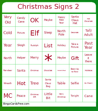 Christmas Sign Language 2 Bingo Cards - Free Unlimited