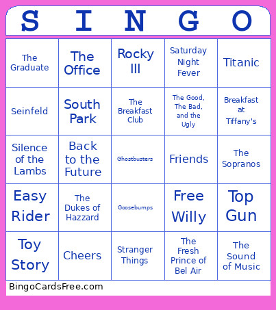 Classic Film & TV Tunes Bingo Cards - Free Unlimited