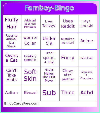 Femboy-Bingo Cards - Free Unlimited #2