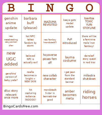 Genshin Bingo Cards - Free Unlimited #2