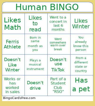 HUMAN BINGO Cards - Free Unlimited #16