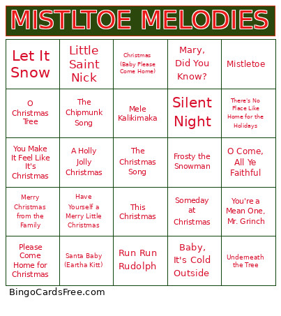 Mistletoe Melodies Bingo Cards - Free Unlimited
