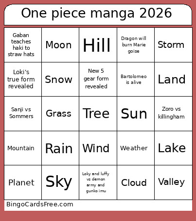 One piece Bingo Cards - Free Unlimited