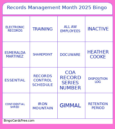 Records Management Month 2025 Bingo Cards - Free Unlimited #2