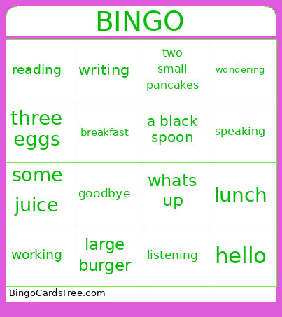 sample Bingo Cards - Free Unlimited