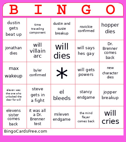 STRANGER THINGS 5 Bingo Cards - Free Unlimited #4