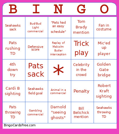 Super Bowl Bingo Cards - Free Unlimited #6