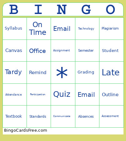 Syllabus Bingo Cards - Free Unlimited #2
