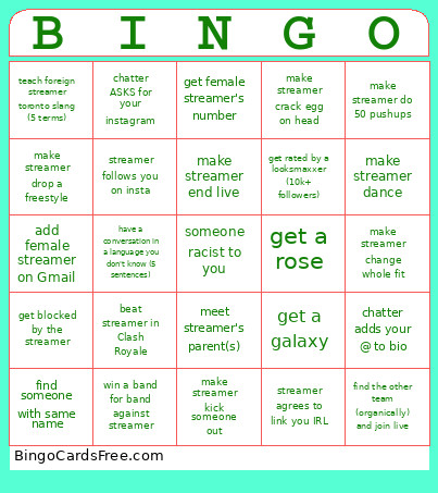 TikTok Live Lockout Bingo Cards - Free Unlimited